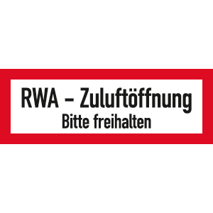 RWA - Zuluftöffnung | Feuerwehrhinweisschilder | Brandschutzzeichen ...